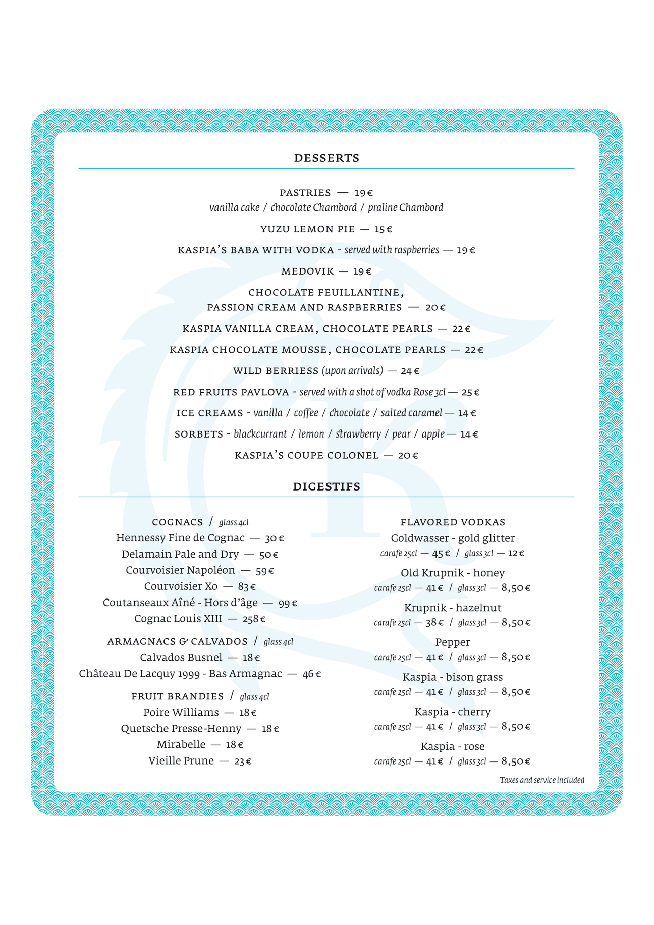 MENU PARIS – CAVIAR KASPIA
